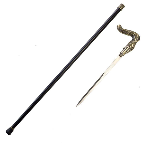 Brass Finish Burst Snake Head Cane Sword